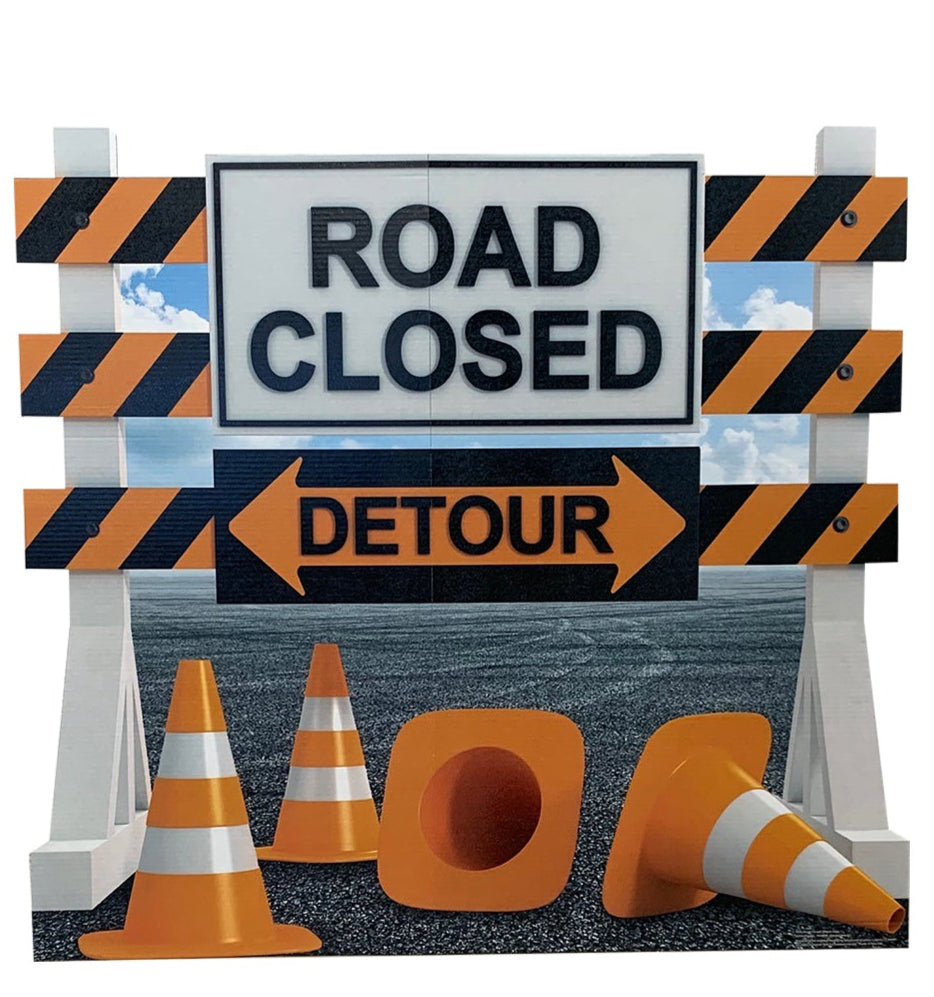 Life-Size Road Closed Detour Sign Cardboard Cutout